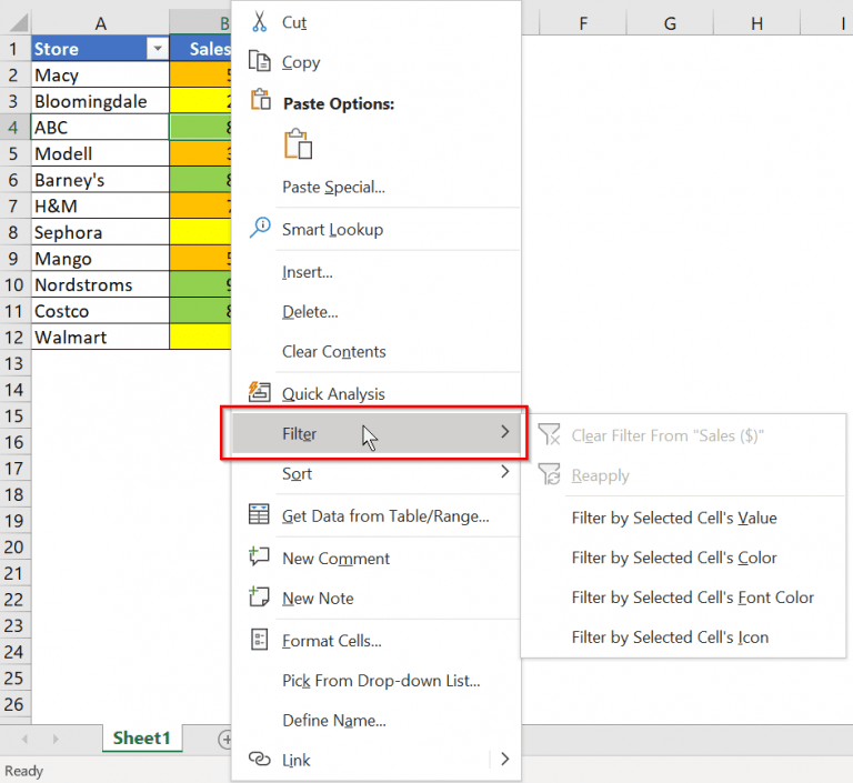 How to Filter by Color in Excel? 4 Easy Ways!