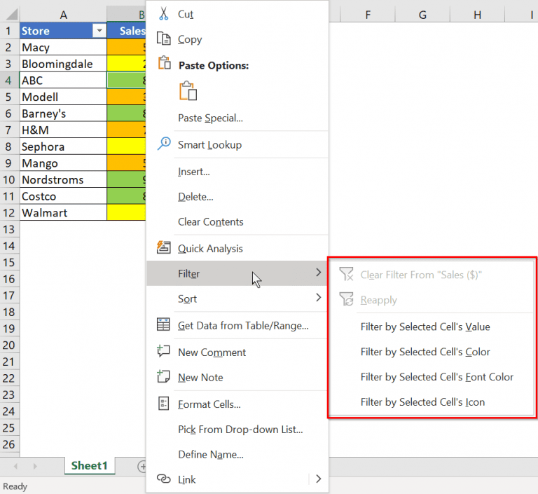 How to Filter by Color in Excel? 4 Easy Ways!