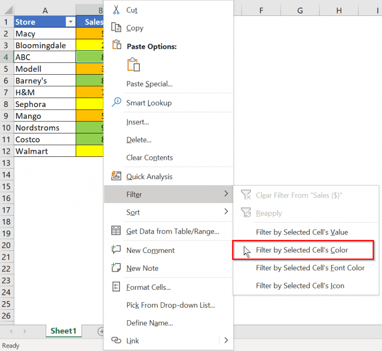 How to Filter by Color in Excel? 4 Easy Ways!